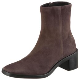 Stiefelette Calvin Klein "BLOCK HEEL ZIP BOOT SUE", Damen, Gr. 37, dunkelbraun, Veloursleder, unifarben, Schuhe Stiefelette, Klassik-Boots, Blockabsatz, mit seitlichem CK-Logo am Schaft