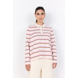 Poloshirt soyaconcept "SC-BASE 2", Damen, Gr. M, rose combi, Jersey, Obermaterial: 100% Baumwolle, gestreift, regular fit normal, Rundhals, Shirts Poloshirt