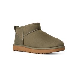 UGG Australia Schlupfboots UGG "Unisex Classic Ultra Mini", Damen, Gr. 5 (36), khaki, Veloursleder, unifarben, Schuhe Schlupfboots, Ankleboots, Schlupfboots zum Schlupfen