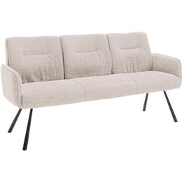 Sitzbank MCA furniture "Delane", creme, schwarz, B:183cm H:92cm T:67cm, Metall, Stoff, Sitzb&auml;nke, Sitzbank, Taschenfederkern, Lehnenkippfunktion, Armlehnen, beweglicher R&uuml;cken