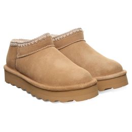 Winterboots Bearpaw "Lyanna Platform", Damen, Gr. 41, hellbraun, Veloursleder, Schuhe Winterboots, Plateauboots, Schlupfstiefel mit Plateausohle