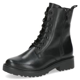 Stiefelette Caprice, Damen, Gr. 41, schwarz, Leder, Schuhe Stiefelette, Blockabsatz, Schn&uuml;rstiefelette, Schn&uuml;rboots, zwei Rei&szlig;verschl&uuml;sse