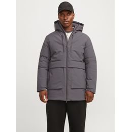 Jack & Jones Parka JACK & JONES "JCOCHARLIE PARKA JACKET BF", Herren, Gr. XS, grau (pavement), Web, Obermaterial: 100% Polyester, unifarben, normal, gerader Abschluss, Jacken Parka