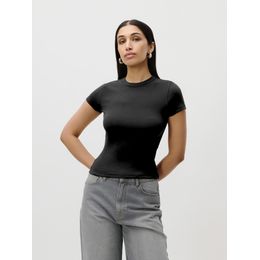 T-Shirt LEGER "Ria, LeGer by Lena Gercke", Damen, Gr. 44, schwarz, Jersey, Obermaterial: 47% Baumwolle, 47% Modal, 6% Elasthan, slim fit, Rundhals, Shirts T-Shirt, schlicht, slim fit