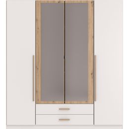 Kleiderschrank wimex "Marburg erh&auml;ltlich in den Breiten 135cm & 180cm", wei&szlig;, abgesetzt artisan eiche nachbildung, B:180cm H:199cm T:58cm, Holzwerkstoff, Schr&auml;nke, Kleiderschrank, inkl. Spiegel und zwei Schubladen