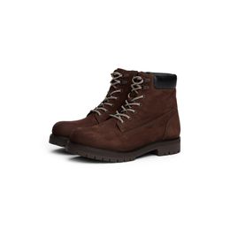 Schn&uuml;rboots Tommy Hilfiger "FLEX TH OUTDOOR W NBK BOOT", Herren, Gr. 45, dunkelbraun, Leder, Schuhe Schn&uuml;rboots, Blockabsatz, Outdoorschuh mit &Ouml;sen, im Bersteigerlook
