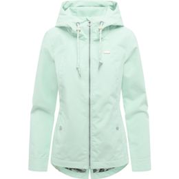 Outdoorjacke Ragwear "Outdoorjacke Monadde", Damen, Gr. L, gr&uuml;n (mint), Obermaterial: 100% Polyester PES. Obermaterial: Futter: 100% Polyester PES., figurumspielend, hoch geschlossener Ausschnitt, &Auml;rmel mit &Auml;rmelschlitz ohne B&uuml;ndchen, Jacken Outdoorjacke, Wasserdichte &Uuml;bergangsjacke mit Kapuze