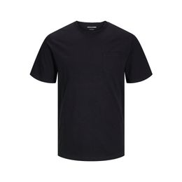 Jack & Jones T-Shirt JACK & JONES "JJJAKE TAMPA POCKET TEE SS CREW NECK", Herren, Gr. S, schwarz, Jersey, Obermaterial: 100% Baumwolle, unifarben, regular fit, Rundhals, Shirts T-Shirt