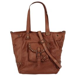 Shopper Samantha Look, Damen, Gr. B/H/T: 54cm x 37cm x 22cm onesize, braun (cognac), Leder, Strukturmuster, leicht gl&auml;nzend, Taschen Shopper, echt Leder, Made in Italy