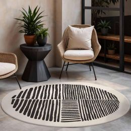 Teppich Ted Baker "Bounds, Wendeteppich", schwarz wei&szlig;, H:8mm &Oslash;:160cm, Polypropylen, Teppiche, Teppich, Designteppich, Wetterfest, Pflegeleicht, Modern, Wohnzimmer, Terrasse