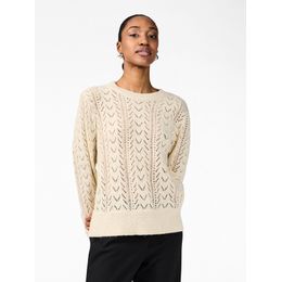 Rundhalspullover Y.A.S "YASTELLA LS KNIT PULLOVER S. NOOS", Damen, Gr. XL, beige (birch), Strick, Obermaterial: 56% Polyester, 28% Polyacryl, 9% Alpaka, 7% Wolle, unifarben, Rundhals, Pullover Rundhalspullover