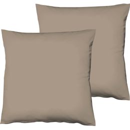 Kissenbez&uuml;ge Fleuresse "Colours", grau (taupe), B:80cm L:80cm, Interlock-Jersey, Obermaterial: 100% Baumwolle, Kissenbez&uuml;ge, edler, b&uuml;gelfreier Interlock-Jersey aus 100% Baumwolle