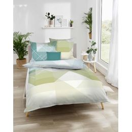 Bettw&auml;sche Kaeppel "Linear", gr&uuml;n (smaragd), B/L: 135cm x 200cm, 1 Stk., 1 Stk., Mako-Satin, B/L: 80cm x 80cm, 2 Stk., Mako-Satin, Obermaterial: 100% Baumwolle, Bettw&auml;sche, Bettw&auml;sche