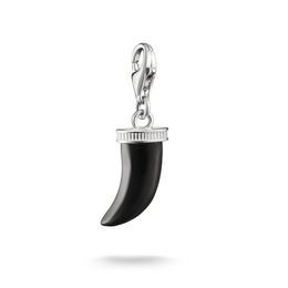 Charm-Einh&auml;nger Thomas Sabo "Zahn-Charm - Original", silberfarben, schwarz, schwarz, Charms, Damen, Silber 925 (recycelt), mit T&uuml;rkis-Imitat oder Obsidian