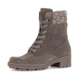Schn&uuml;rstiefelette Gabor, Damen, Gr. 38,5, taupe, Textil, Veloursleder, Schuhe Schn&uuml;rstiefelette, Blockabsatz, Schn&uuml;rboots in Bequemweite G (= weit)