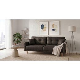 3-Sitzer Home Affaire "TRIPLO optionale Schlafsofa mit Bettkasten, Ma&szlig;e B/T/H: 215/100/89 cm", grau (anthrazit), B:215cm H:89cm T:100cm, Luxus-Microfaser weich (92% Polyester, 8% Nylon);Filzoptik ( 100% Polyester);Luxus-Microfaser Vintageoptik (100% Polyester), Sofas, Wahlweise Bettfunktion - Liegefl&auml;che 145x191 cm, R&uuml;cken-, Zierkissen