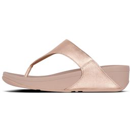 Dianette fitflop "LULU LEATHER TOEPOST", Damen, Gr. 36, rosa (rosegoldfarben), Rindsleder, metallic, unifarben, Schuhe Dianette, Pool Slides, Pantolette, Badeschuh mit Keilabsatz