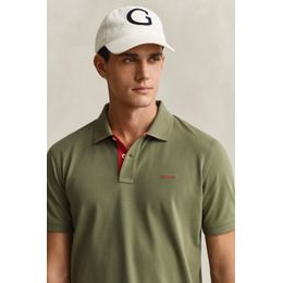 Poloshirt Gant "REG CONTRAST PIQUE SS RUGGER", Herren, Gr. M, dry herb gr&uuml;n, Piqu&eacute;, Obermaterial: 96% Baumwolle, 4% Elasthan, regular fit h&uuml;ftlang, hoch geschlossener Ausschnitt, Rippb&uuml;ndchen, Shirts Poloshirt, mit kontrastfarbenen Eins&auml;tzen