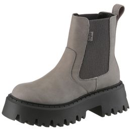 Chelseaboots Buffalo "Aspen Chelsea", Damen, Gr. 37, grau, Nubuklederimitat, Schuhe Chelseaboots, Plateauboots, Schlupfboots, Stiefelette mit Stretch und Profilsohle