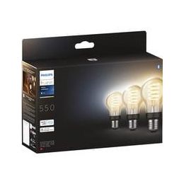 PHILIPS Hue White Ambiance Filament Lampe E27 A60 Dreierpack 550, LED-Lampe