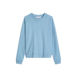Marc O'Polo Sweatshirt MARC O'POLO DENIM, Damen, Gr. L, blau dawn, angeraute Sweatware, Obermaterial: 100% Baumwolle, relaxed fit normal, Rundhals, Rippb&uuml;ndchen, Sweatshirts Sweatshirt, relaxed fit, aus Organic Cotton, mit Schlitzen an der Seitennaht