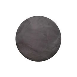 Teppich WECON HOME BASICS "Anna", grau (anthrazit), H:25mm &Oslash;:100cm, Polyester, Teppiche, Teppich, Hochflorteppich, getuftet, modern, einfarbig, flauschig, Wohnzimmer