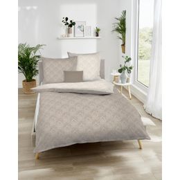 Wendebettw&auml;sche Kaeppel "La Ville", braun (nougat), B/L: 155cm x 220cm, 1 Stk., 1 Stk., Mako-Satin, B/L: 80cm x 80cm, 2 Stk., Mako-Satin, Obermaterial: 100% Baumwolle, Bettw&auml;sche, Wendebettw&auml;sche