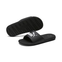 Badesandale Puma "COOL CAT 2.0 JR", Jungen, Gr. 37, Puma schwarz, Puma wei&szlig;, Synthetik, Schuhe, f&uuml;r Jugendliche, leicht profiliertes Laufsohlenprofil