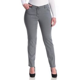 Stretch-Hose KjBRAND "Betty", Damen, Gr. 44 (22), K-Gr, grau (grau, kurzgr&ouml;&szlig;en), Denim/Jeans, Obermaterial: 78% Baumwolle, 18% Polyester, 4% Elasthan, gerade lang, Hosen Stretch-Hose, super Stretch