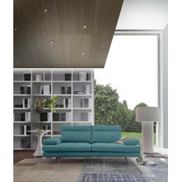 3-Sitzer Calia italia "Toby Wing, 208 cm breit, Designsofa, hochwertige Verarbeitungsdetails", blau (azzurro quebec), B:208cm H:90cm T:113cm, Synthetische Faser (100% Polyester), Sofas, 3-Sitzer, inkl. Sitztiefenverstellung und Armteilfunktion, F&uuml;&szlig;e in Schwarz matt