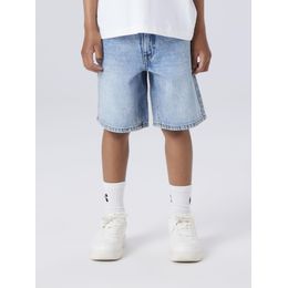 Jeansshorts name it "NKMRYAN REG L DNM SHORTS 6750-DM NOOS", Jungen, Gr. 110, N-Gr, light blau bleached denim, Denim/Jeans, Obermaterial: 100% Baumwolle, unifarben, regular fit kurz, Jeans Jeansshorts, Baumwolle