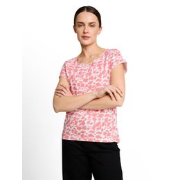 T-Shirt Tom Tailor, Damen, Gr. L, coral pink ginkgo minimal, Jersey, Obermaterial: 100% Baumwolle, bedruckt, regular fit normal, Rundhals, Shirts T-Shirt