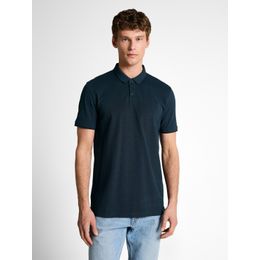 Poloshirt Tom Tailor Denim, Herren, Gr. S, blau schwarz two tone pique, Single Jersey, Obermaterial: 100% Baumwolle, unifarben, regular fit normal, ohne Ausschnitt, angesetztes B&uuml;ndchen, Shirts Poloshirt, mit Polo Kragen
