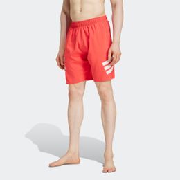 Badeshorts adidas Performance "3-STREIFEN 8-INCH", Herren, Gr. M, N-Gr, wei&szlig; (semi lucid rot, wei&szlig;), Obermaterial: 100% Polyester, Badehosen Badeshorts