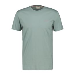 T-Shirt Gant "CONTRAST LOGO", Damen, Gr. S, ceramic grau, Web, Obermaterial: 100% Baumwolle, unifarben, regular fit normal, Rundhals, eingesetzt abgesteppte Kante, Shirts T-Shirt, Regular fit mit Rundhalsausschnitt