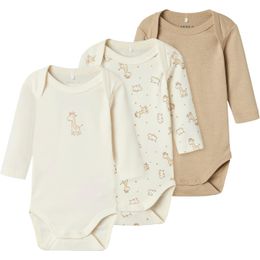 Body name it "NBNBODY 3P LS JET STREAM GIRAFFE NOOS", Jungen, Gr. 68, N-Gr, gr&uuml;n (jet stream), Sweatware, Obermaterial: 100% Baumwolle, bedruckt, Rundhals, Bodys Body