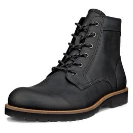 Schn&uuml;rstiefelette Ecco "Jamestown Lace Boot", Herren, Gr. 41, schwarz, Nubukleder, Schuhe Schn&uuml;rstiefelette, Stiefel, Schn&uuml;rboots, Klassik-Stiefelette mit Profilsohle