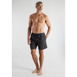 Badeshorts Bugatti, Herren, Gr. 6, N-Gr, schwarz, dunkel, minimal, Popeline, Obermaterial: 100% Polyester, Badehosen Badeshorts, mit Print, mit Kordelzug, bequem
