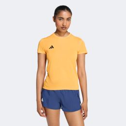 Laufshirt adidas Performance "ADIZERO E TEE", Damen, Gr. XS, pure tangerine, Obermaterial: 100% Polyester, normal, Rundhals, Shirts Laufshirt