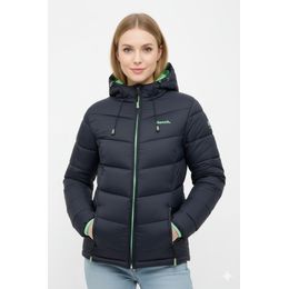 Steppjacke Bench. "JIYRA", Damen, Gr. 38, navy, Steppware, Obermaterial: 100% Nylon. Futter: 100% Polyester, unifarben mit Farbeinsatz, h&uuml;ftlang, ohne Ausschnitt, Jacken Steppjacke, leichte, taillierte &Uuml;bergangsjacke mit breiter Steppung und Kapuze