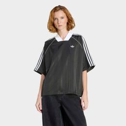 T-Shirt adidas originals "3S JAQUARD TEE", Damen, Gr. L, schwarz, Obermaterial: 100% Polyester, normal, V-Ausschnitt, Shirts T-Shirt