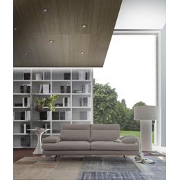 3-Sitzer Calia italia "Toby Wing, 208 cm breit, Designsofa, hochwertige Verarbeitungsdetails", grau (sabbia quebec), B:208cm H:90cm T:113cm, Synthetische Faser (100% Polyester), Sofas, 3-Sitzer, inkl. Sitztiefenverstellung und Armteilfunktion, F&uuml;&szlig;e in Schwarz matt