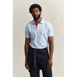 Poloshirt Gant "REG CONTRAST PIQUE SS RUGGER", Herren, Gr. M, fresh blau, Piqu&eacute;, Obermaterial: 96% Baumwolle, 4% Elasthan, regular fit h&uuml;ftlang, hoch geschlossener Ausschnitt, Rippb&uuml;ndchen, Shirts Poloshirt, mit kontrastfarbenen Eins&auml;tzen