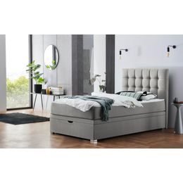 Boxbett "Riona, erweiterbar zu Doppel- und Familienbett", grau (hellgrau), B:122cm L:212cm, 100% PES, ATLANTIC HOME COLLECTION, Komplettbetten, Boxbett, wahlweise mit 120x200cm Taschen-Federkernmatratze oder ohne Matratze
