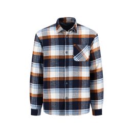 Langarmhemd Fynch-Hatton, Herren, Gr. XL, N-Gr, wei&szlig; (winter wei&szlig;), Web, Obermaterial: 65% Polyester, 35% Baumwolle, kariert, regular fit taillenbedeckt, Rundhals, Manschette, Hemden Langarmhemd, mit Karo Muster