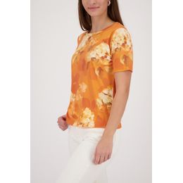 T-Shirt monari "Blume allover", Damen, Gr. 38, aperitif gem, Web, Obermaterial: 67% Lyocell, 33% Polyester, gebl&uuml;mt, gemustert, regular fit taillenbedeckt, Rundhals, eingesetzt abgesteppte Kante, Shirts T-Shirt, Regular fit mit Blumenmuster