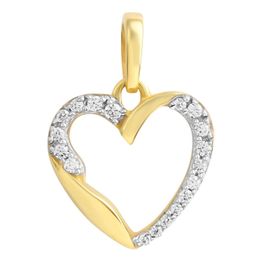 Herzanh&auml;nger Firetti "Schmuck Geschenk Gold 333 Halsschmuck Anh&auml;nger Herz glitzernd", wei&szlig; (gelbgoldfarben, wei&szlig;goldfarben, kristallwei&szlig;, kristallwei&szlig;), Schmuckanh&auml;nger, Damen, Gelbgold 333, 0,85 g, Herzanh&auml;nger, mit Zirkonia (synth.)