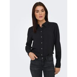 Jacqueline de Yong Hemdbluse JDY "JDYSAY L/S LINEN LOOSE SHIRT WVN NOOS", Damen, Gr. M, schwarz, Web, Obermaterial: 55% Leinen, 45% Viskose, unifarben, loose fit Po-bedeckend, Blusen Hemdbluse