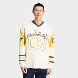 Langarmshirt adidas originals "ORIGINALS HOCKEY", Herren, Gr. L, eqt gelb, Obermaterial: 100% Polyester, normal, V-Ausschnitt, Shirts Langarmshirt