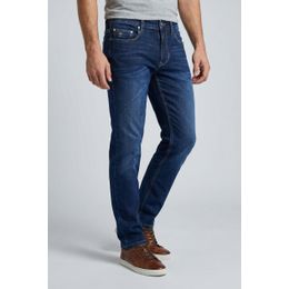Tapered-fit-Jeans Fynch-Hatton, Herren, Gr. 30, L&auml;nge 30, blau, Denim/Jeans, Obermaterial: 94% Baumwolle, 5% Elastomultiester, 1% Elasthan, unifarben, regular fit kn&ouml;chellang, Jeans Tapered-fit-Jeans, Regular Fit, mit Eingrifftaschen, Ges&auml;&szlig;taschen und Coinpocket